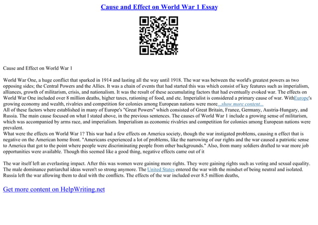 Cause Of World War 1 Essay | PDF