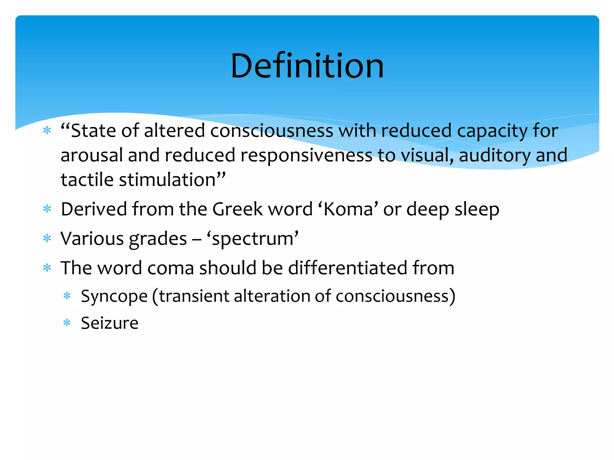 Causes of Coma and Biochemical Evaluation | PPTX