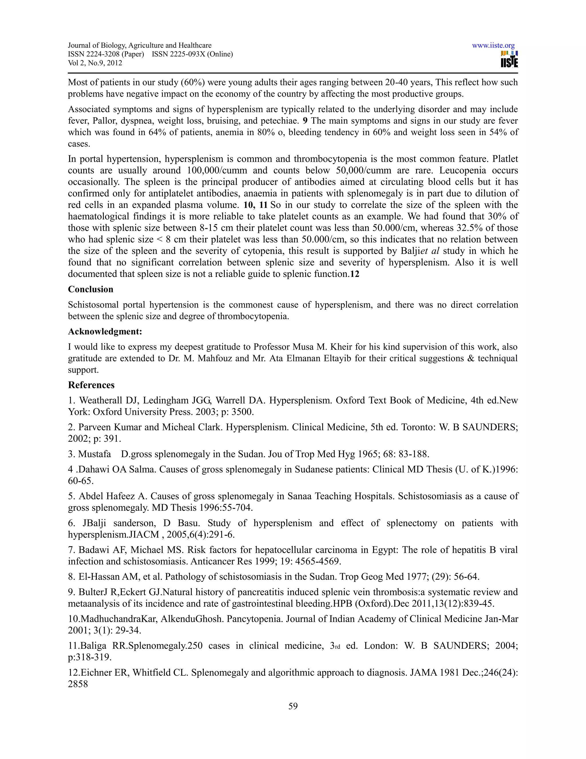 Causes and clinical features of patients with hypersplenism | PDF