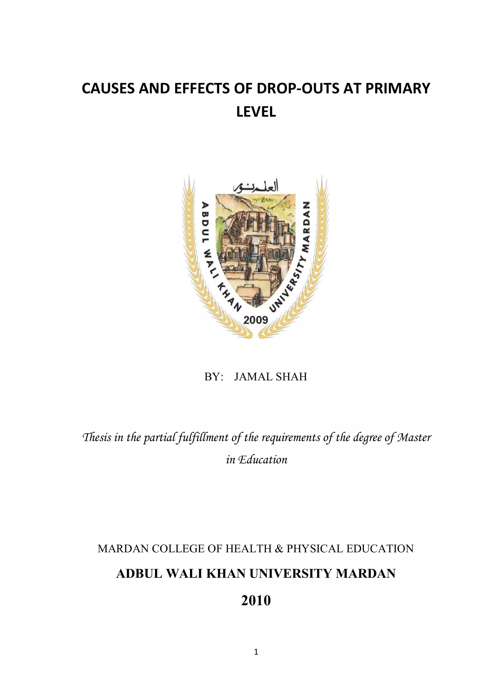 Causes and effects of dropouts at primary level | PDF