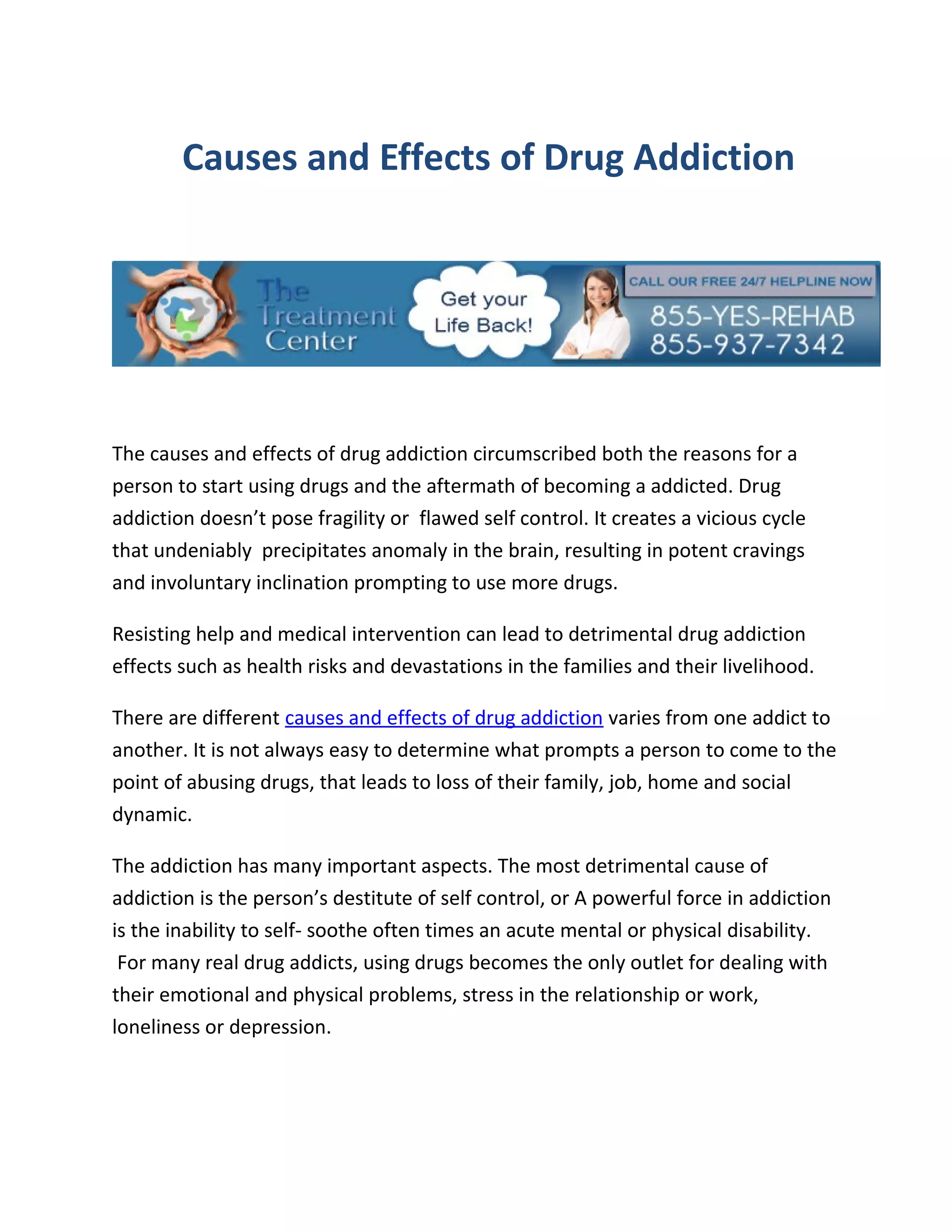 Causes and effects of drug addiction | DOC | Substance Abuse | Diseases ...