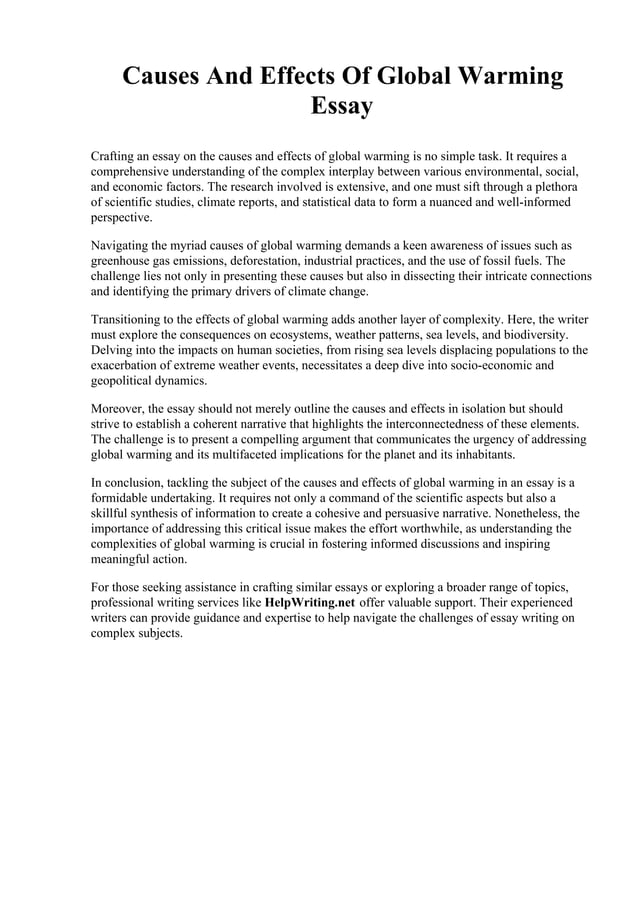 Causes And Effects Of Global Warming Essay.pdf
