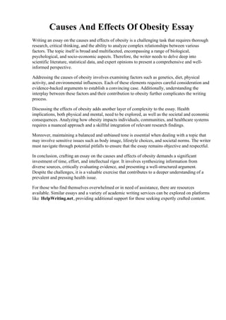 Causes And Effects Of Obesity Essay.pdf