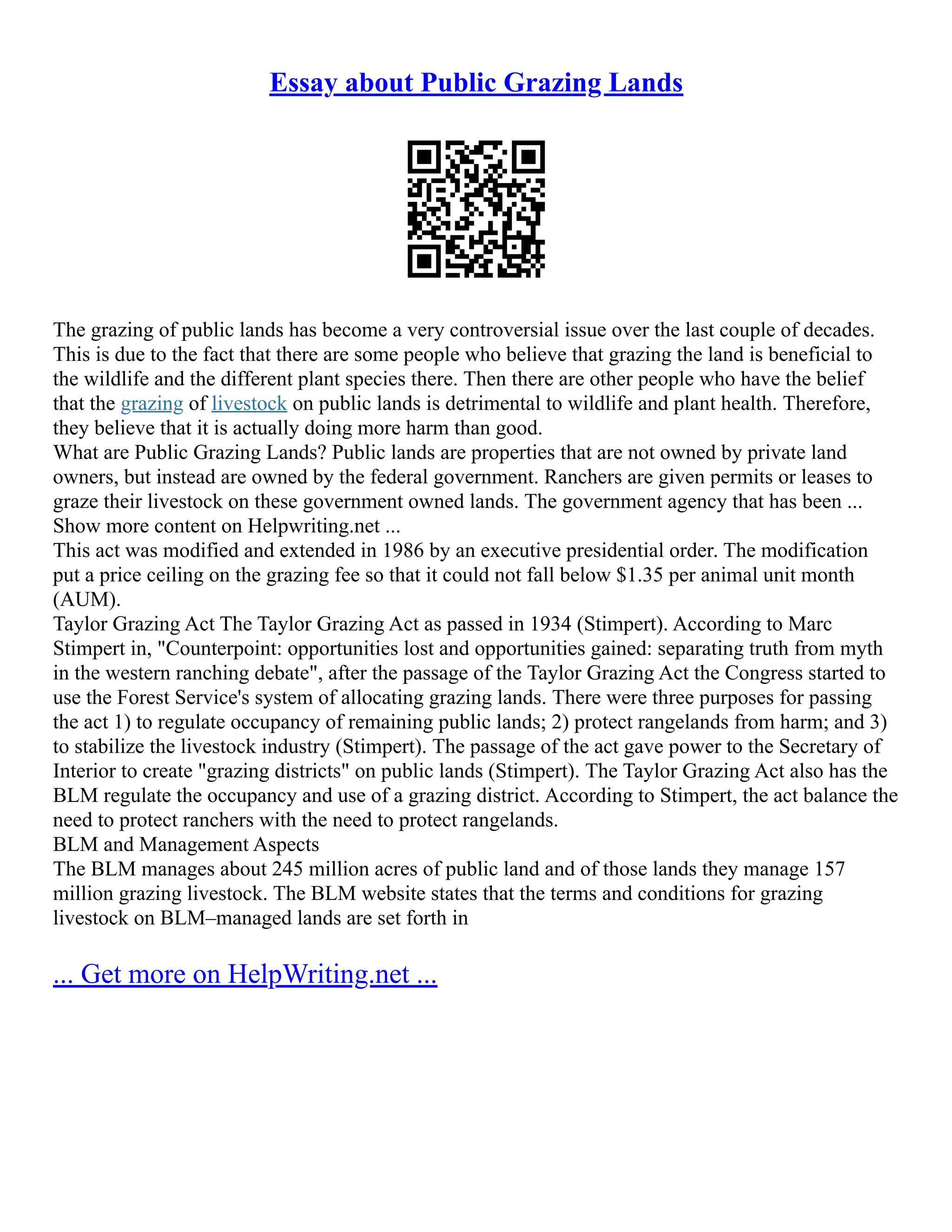 Causes And Effects Of Overgrazing | PDF