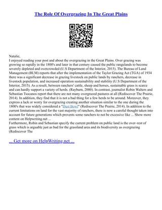 Causes And Effects Of Overgrazing | PDF