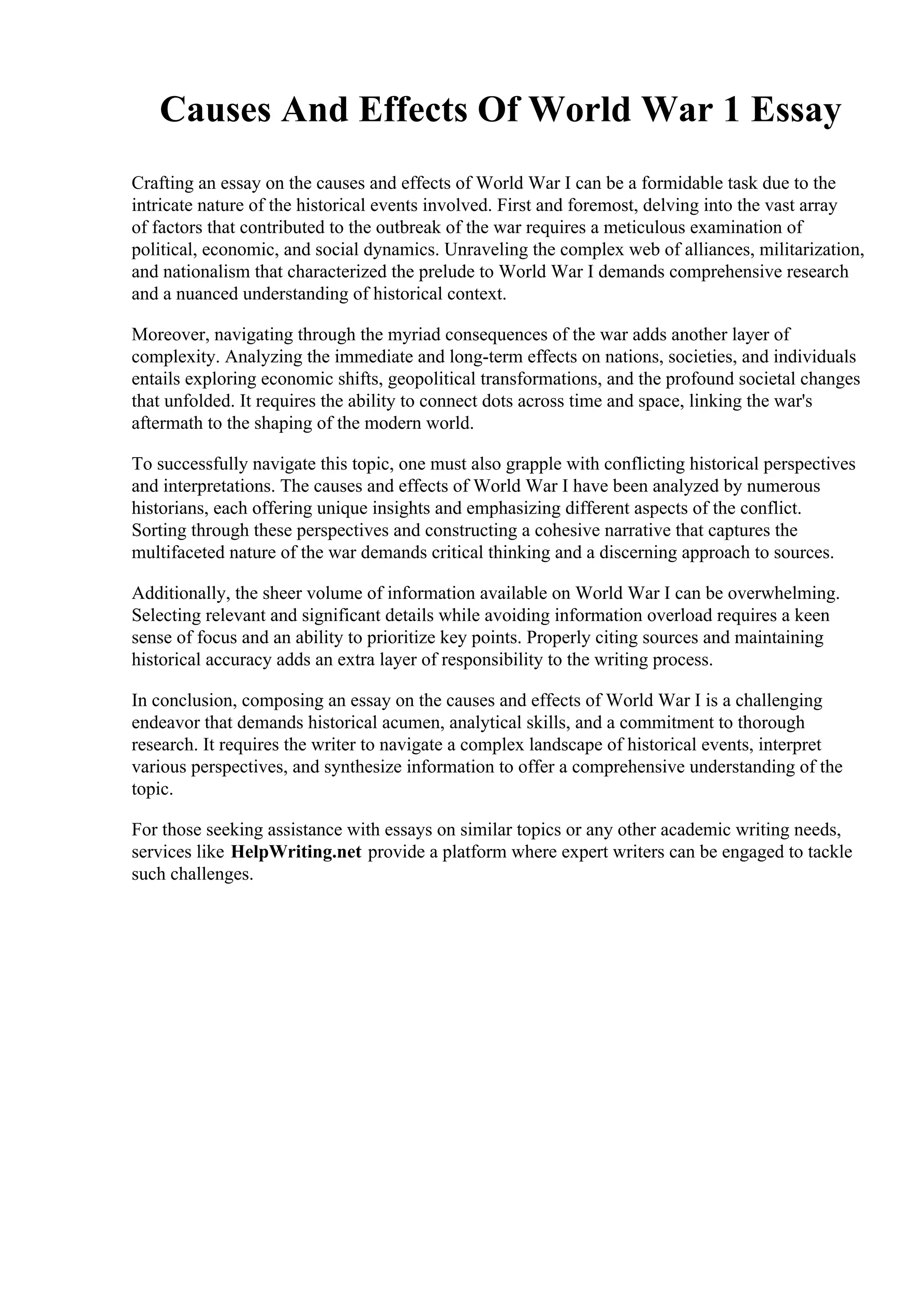 Causes And Effects Of World War 1 Essay.pdf