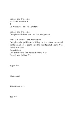 Causes and OutcomesHST155 Version 33University of Phoenix.docx