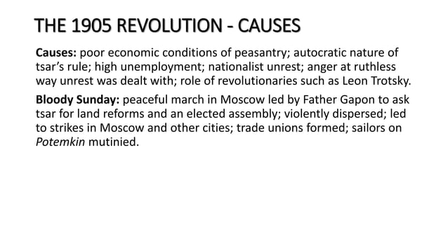 CAMBRIDGE AS HISTORY: THE RUSSIAN REVOLUTION MODULE. THE CAUSES AND ...