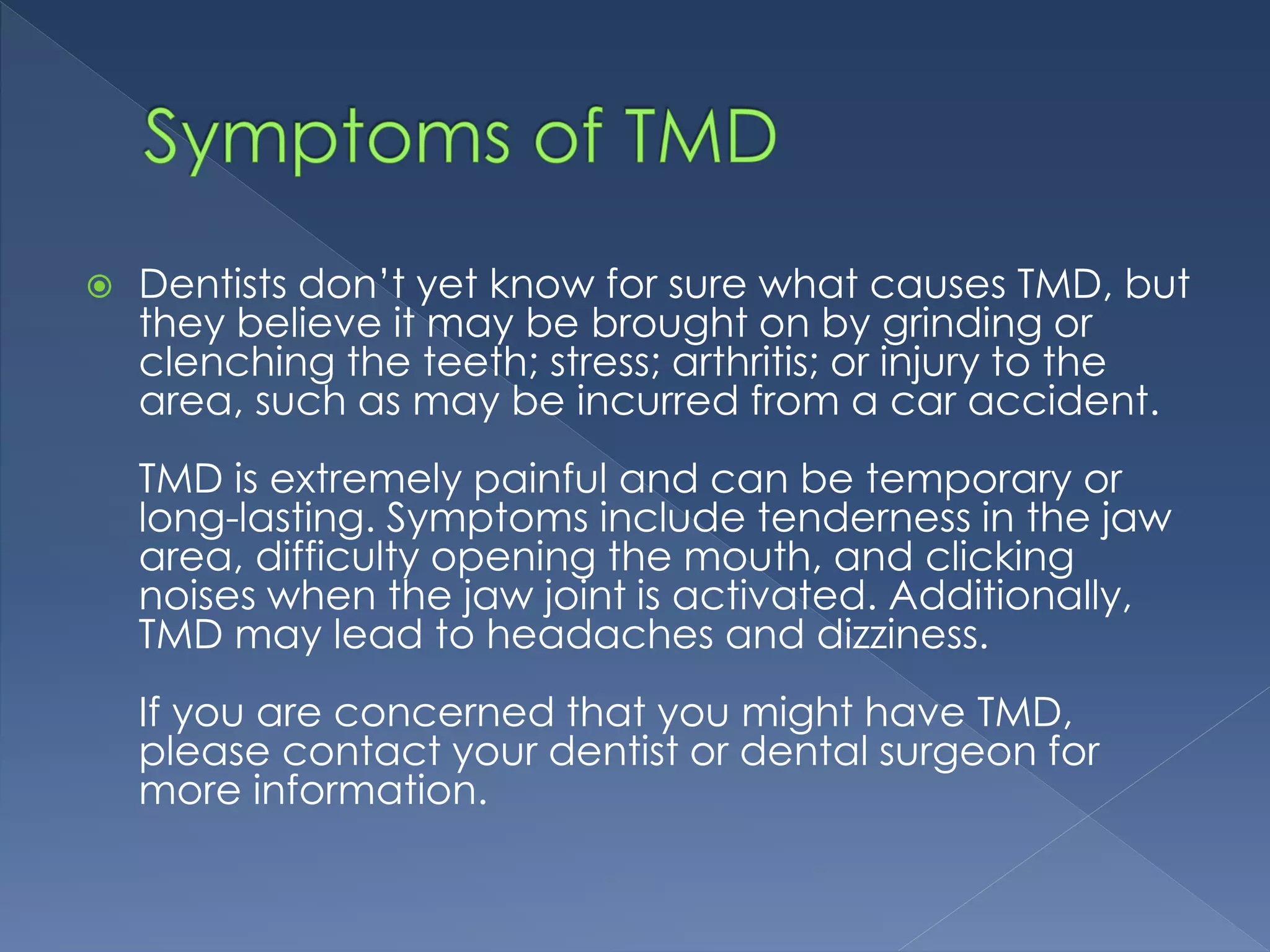 Causes and Symptoms of TMD | PPTX