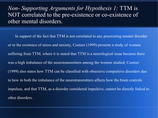 Potential Causes And Treatment For Trichotillomania (TTM) M7 A2 Barrios ...