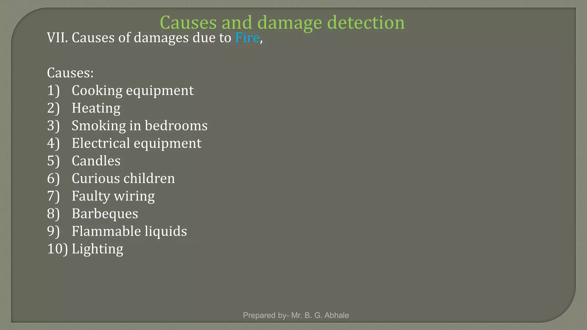 Causes & Damage Detection | PPT