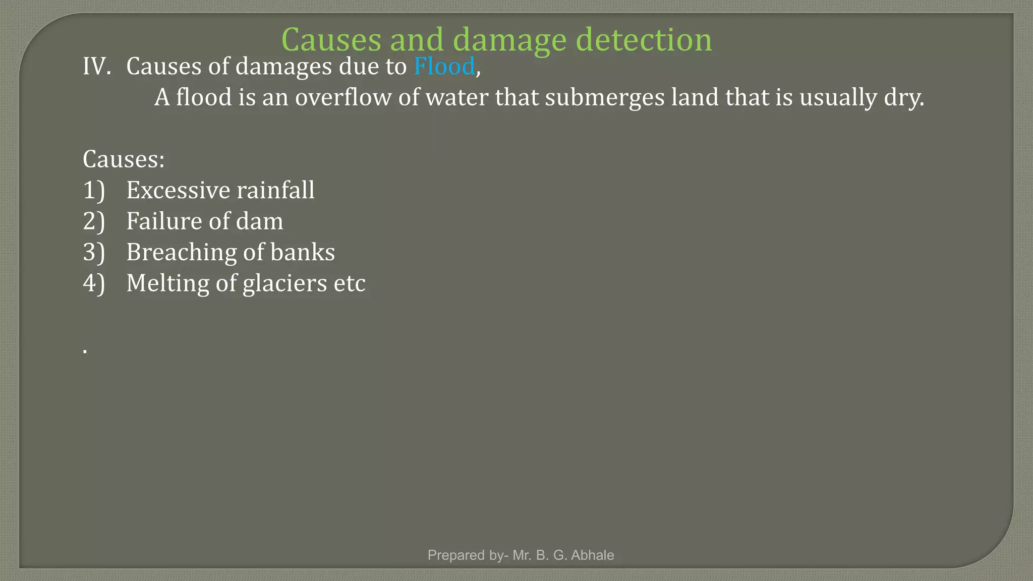 Causes & Damage Detection | PPT