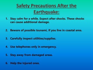 Precaution For Earthquake