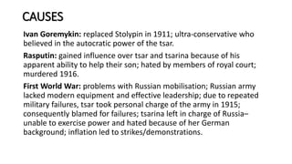 CAMBRIDGE AS HISTORY: RUSSIAN REVOLUTION MODULE. THE CAUSES OF THE ...