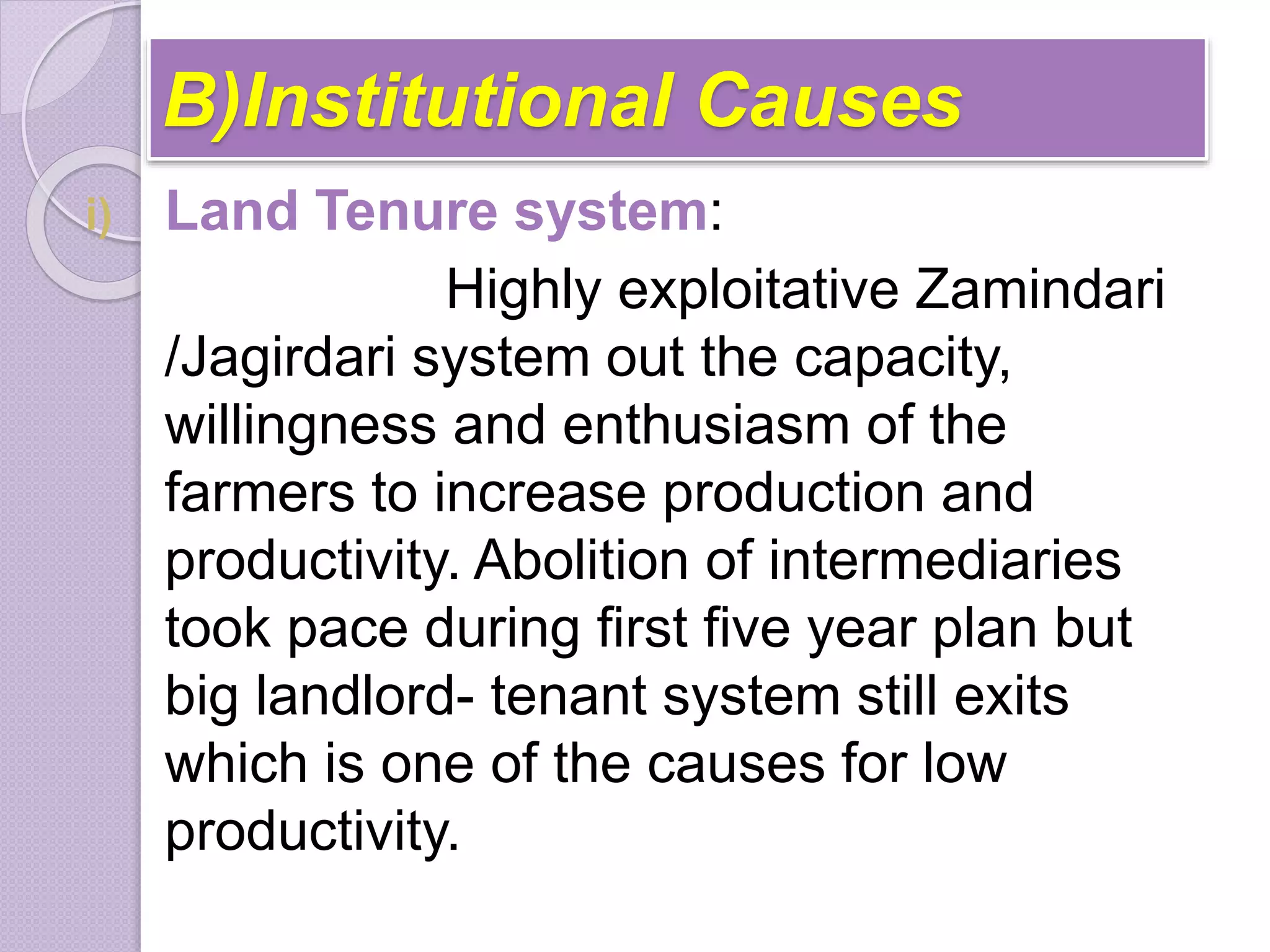 Causes for low productivity in Agriculture and Measures to Improve | PPTX