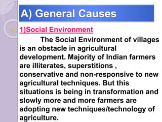 Causes for low productivity in Agriculture and Measures to Improve | PPTX
