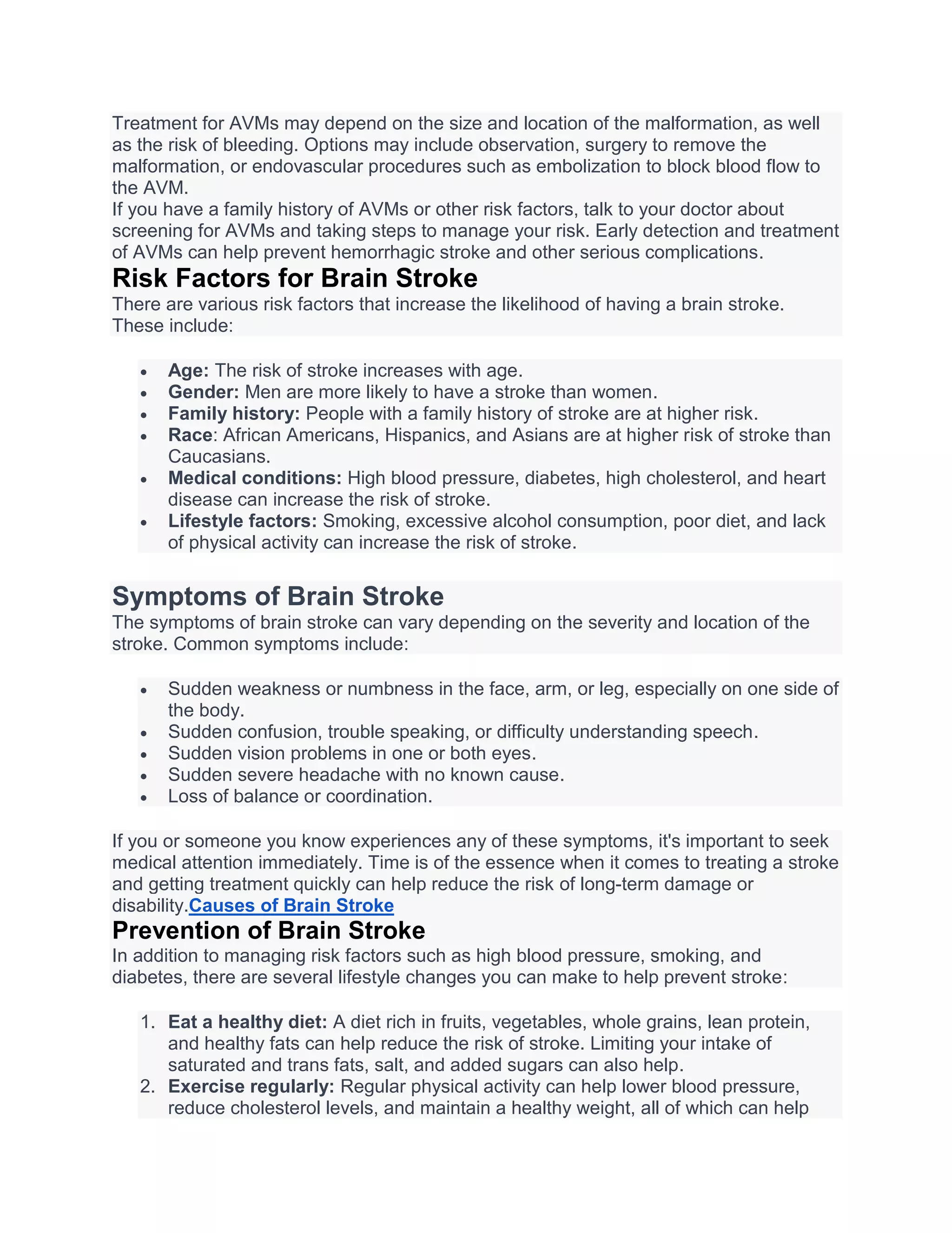 Causes of Brain Stroke. | PDF