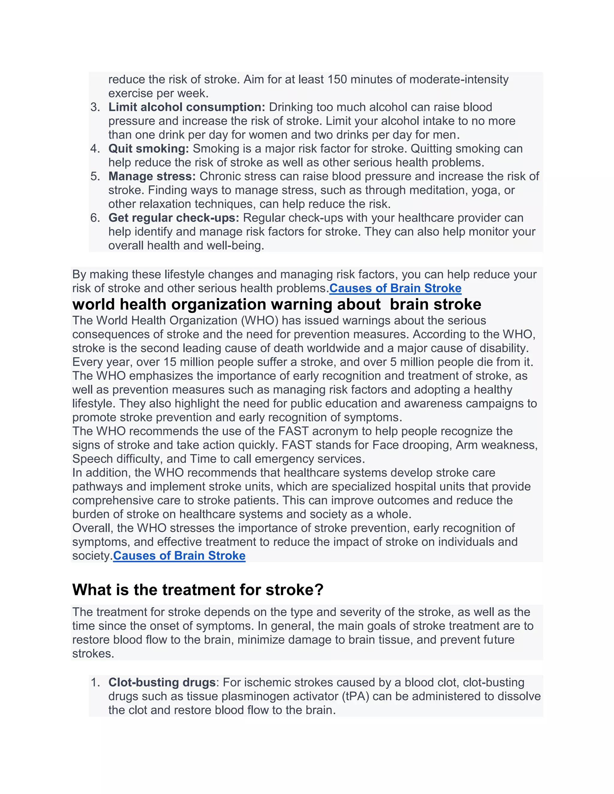 Causes of Brain Stroke. | PDF