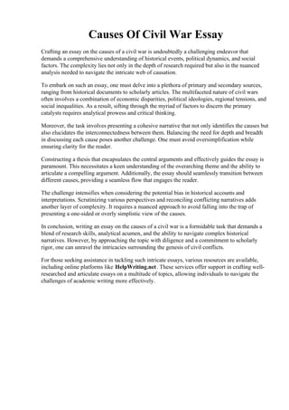 Causes Of Civil War Essay. Causes of the Civil War Essay Essay on ...