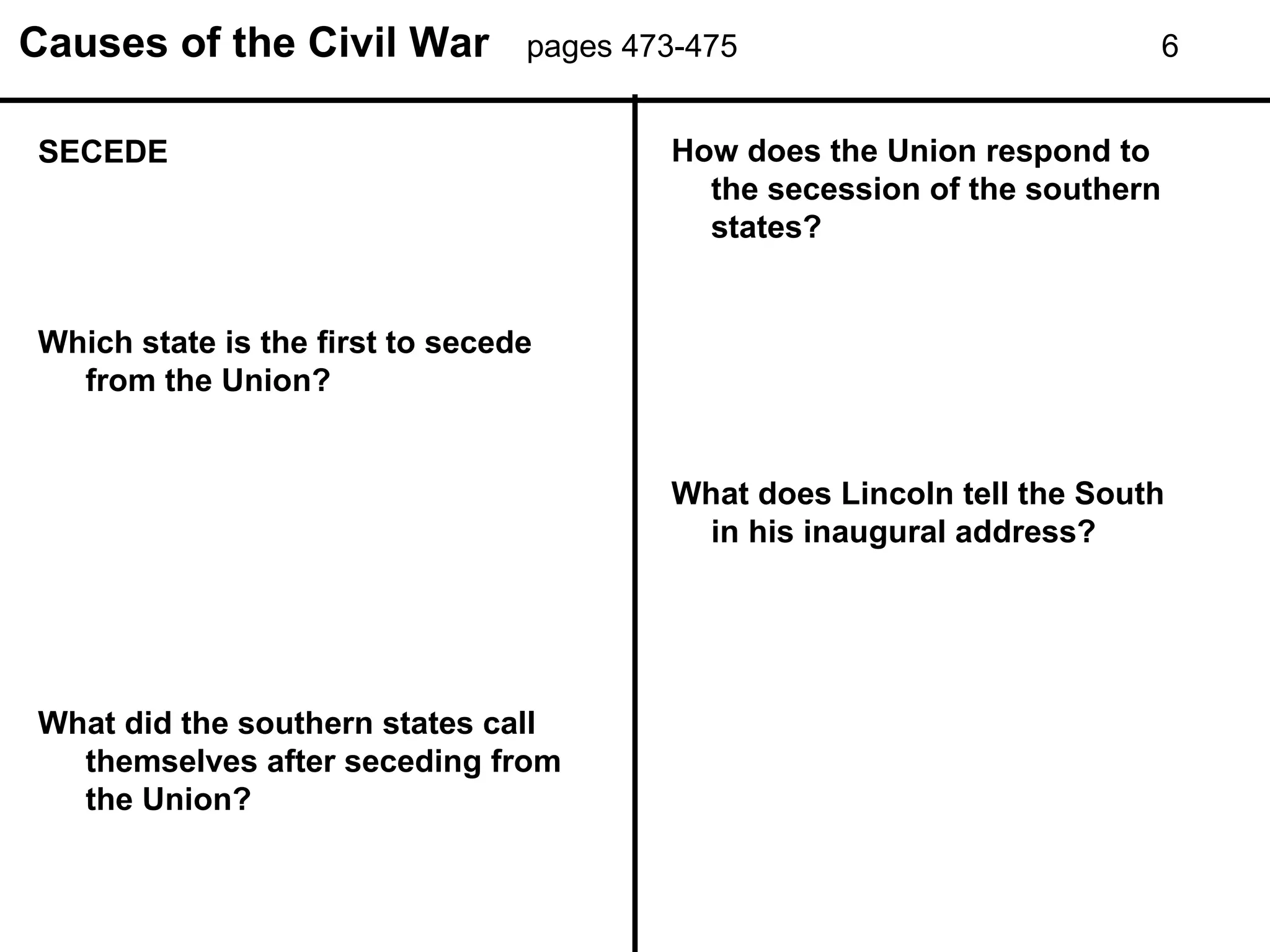 Causes of the Civil War power point worksheet | PPT | Crime & Harmful ...