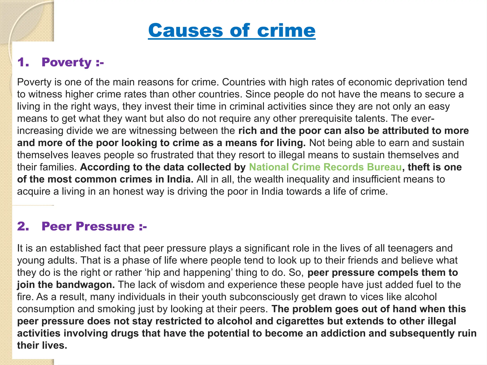 Causes of Crime.pptx used in crime and criminology | PPTX