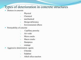 Causes of deterioration of concrete structures | PPTX