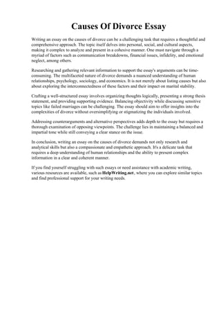 Causes Of Divorce Essay | PDF