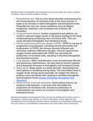Causes Of Elevated Hemoglobin And Hematocrit | PDF