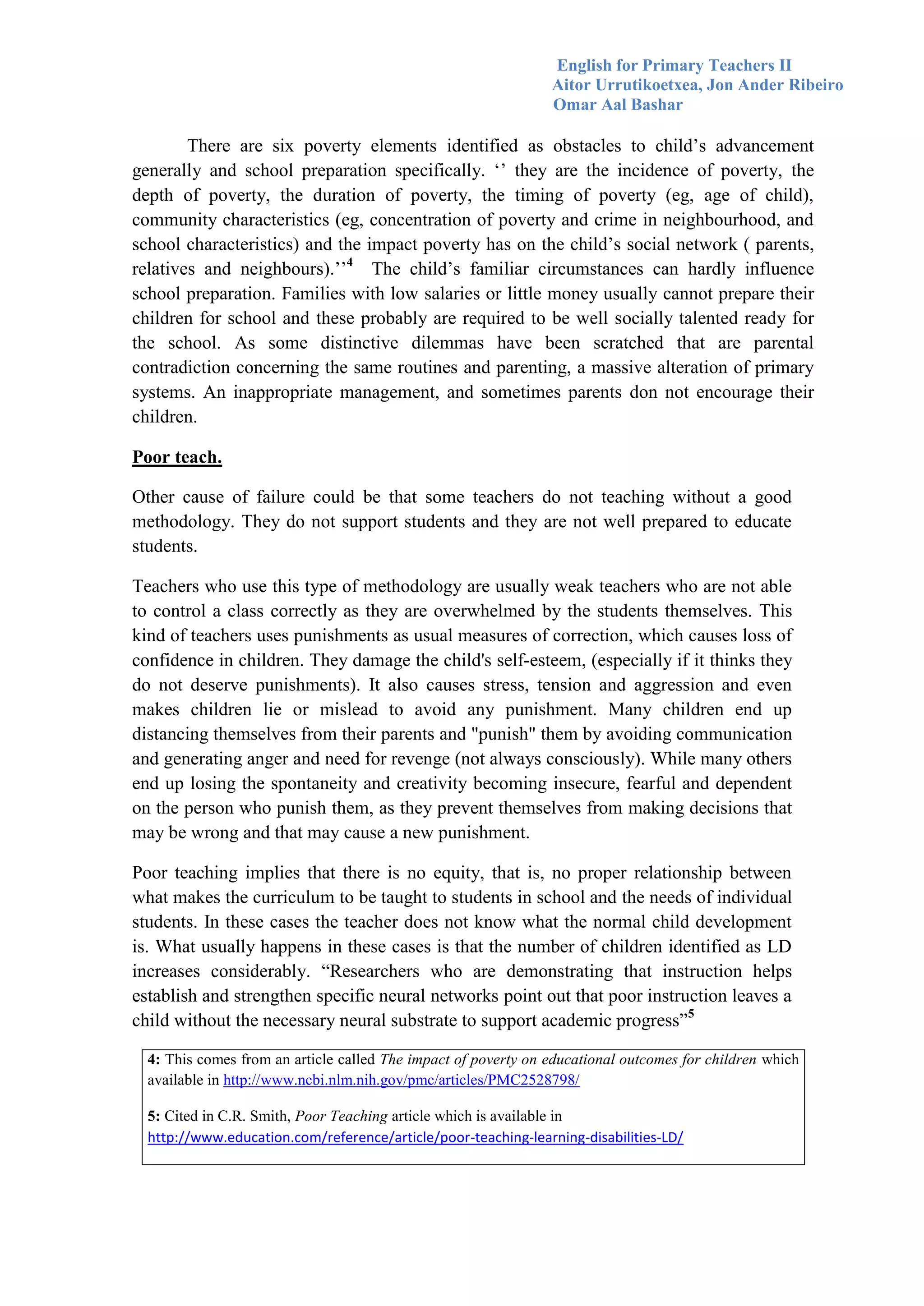Causes of failure in Primary Education | PDF