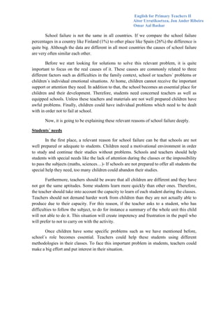 Causes of failure in Primary Education | PDF