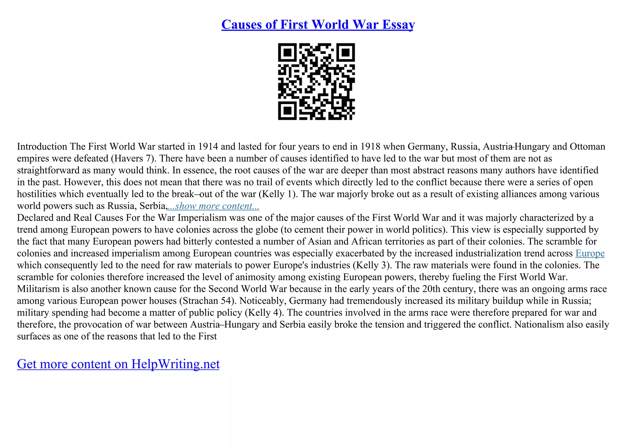 Causes Of First World War Essay | PPT