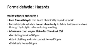 Formaldehyde free finishing (WRINKLE FREE FINISHING ON TEXTILES) | PPTX ...