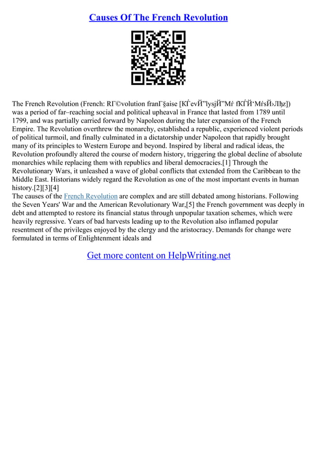 Causes Of French Revolution Essay | PDF