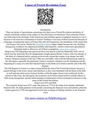 Causes Of French Revolution Essay | PDF