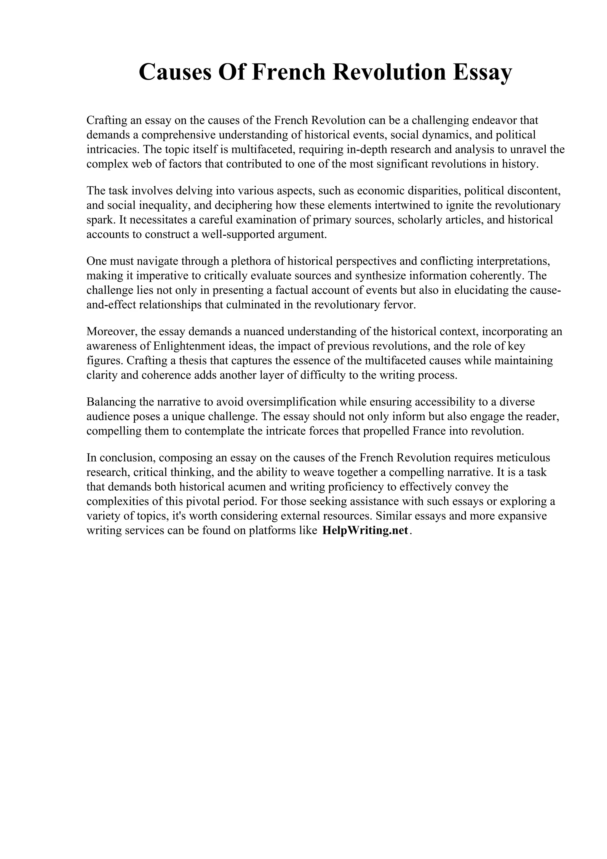 Causes Of French Revolution Essay. Curam College of Nursing | PDF ...