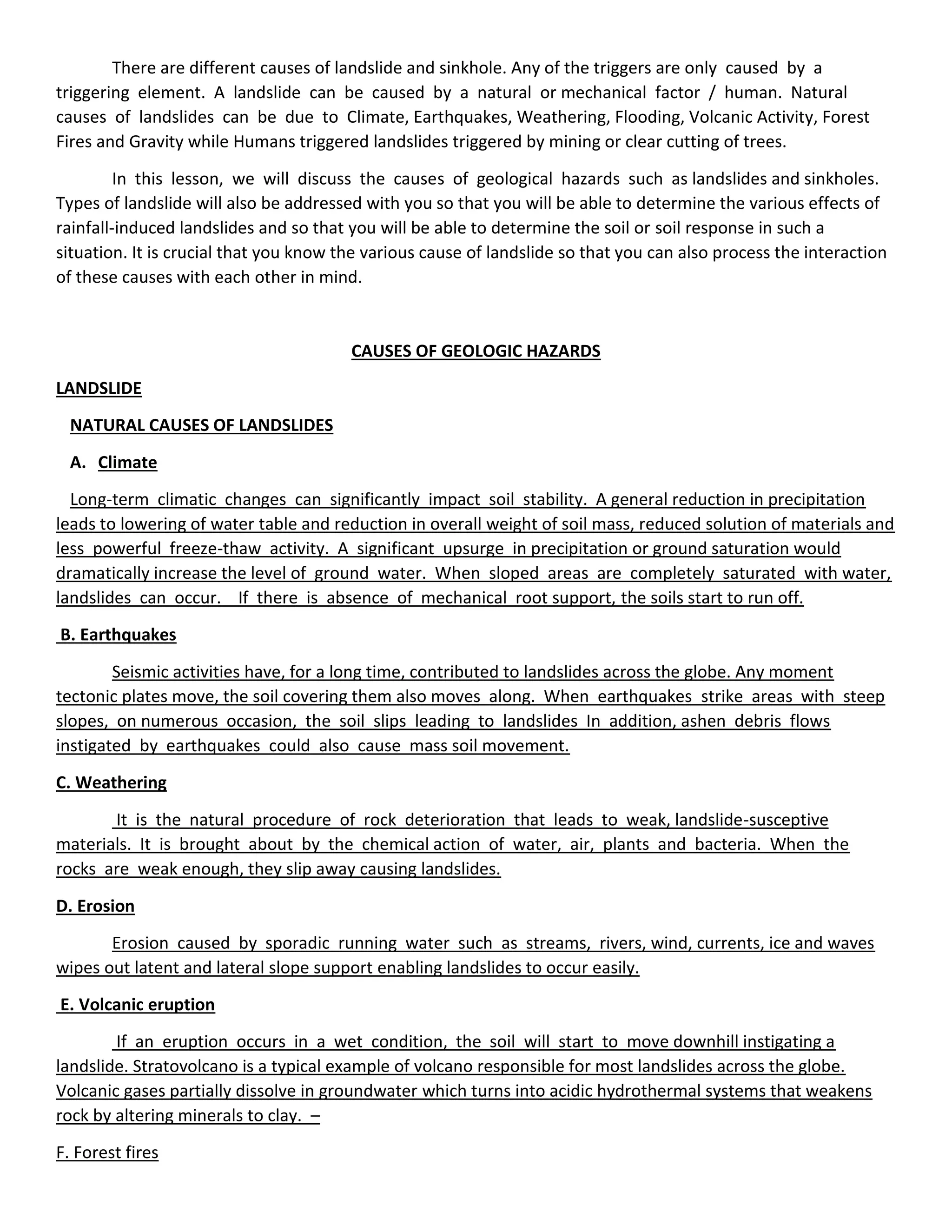 Causes of gEOLOGIC hAZARDS.docx
