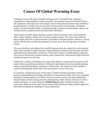 Causes Of Global Warming Essay | PDF