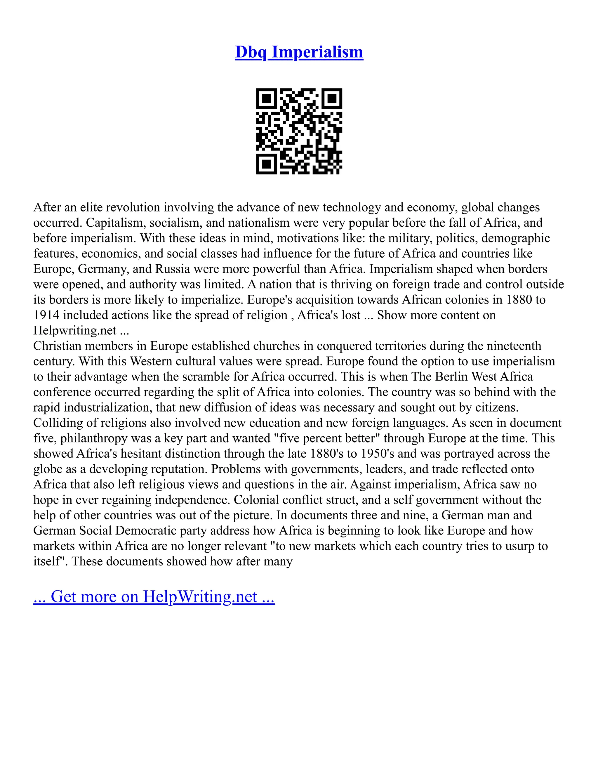 Causes Of Imperialism | PDF