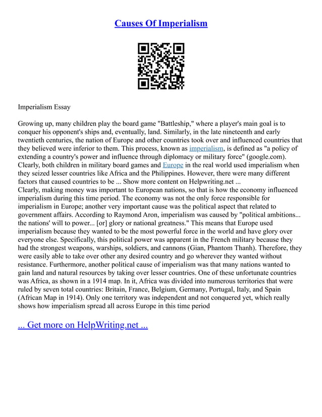 Causes Of Imperialism | PDF