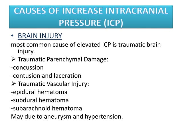 Causes of increase intracranial pressure (ICP) | PPT