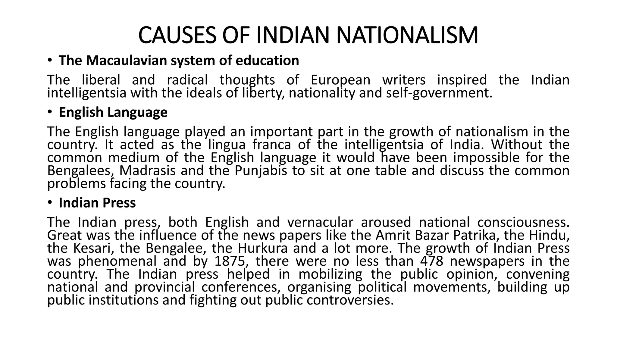 Causes of indian nationalism | PPTX