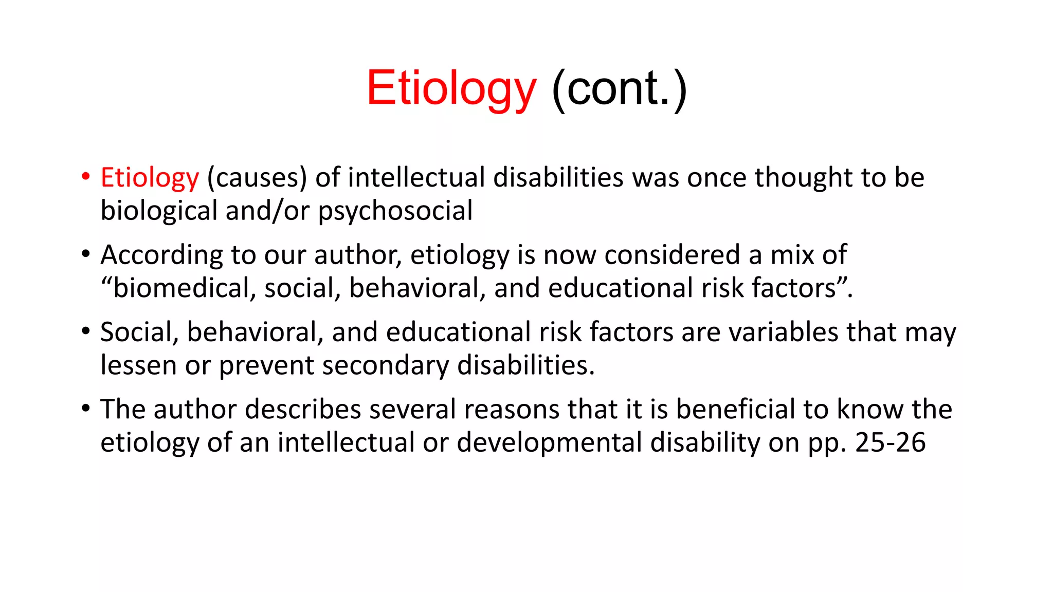Causes of intellectual disability chpt 2 | PPTX
