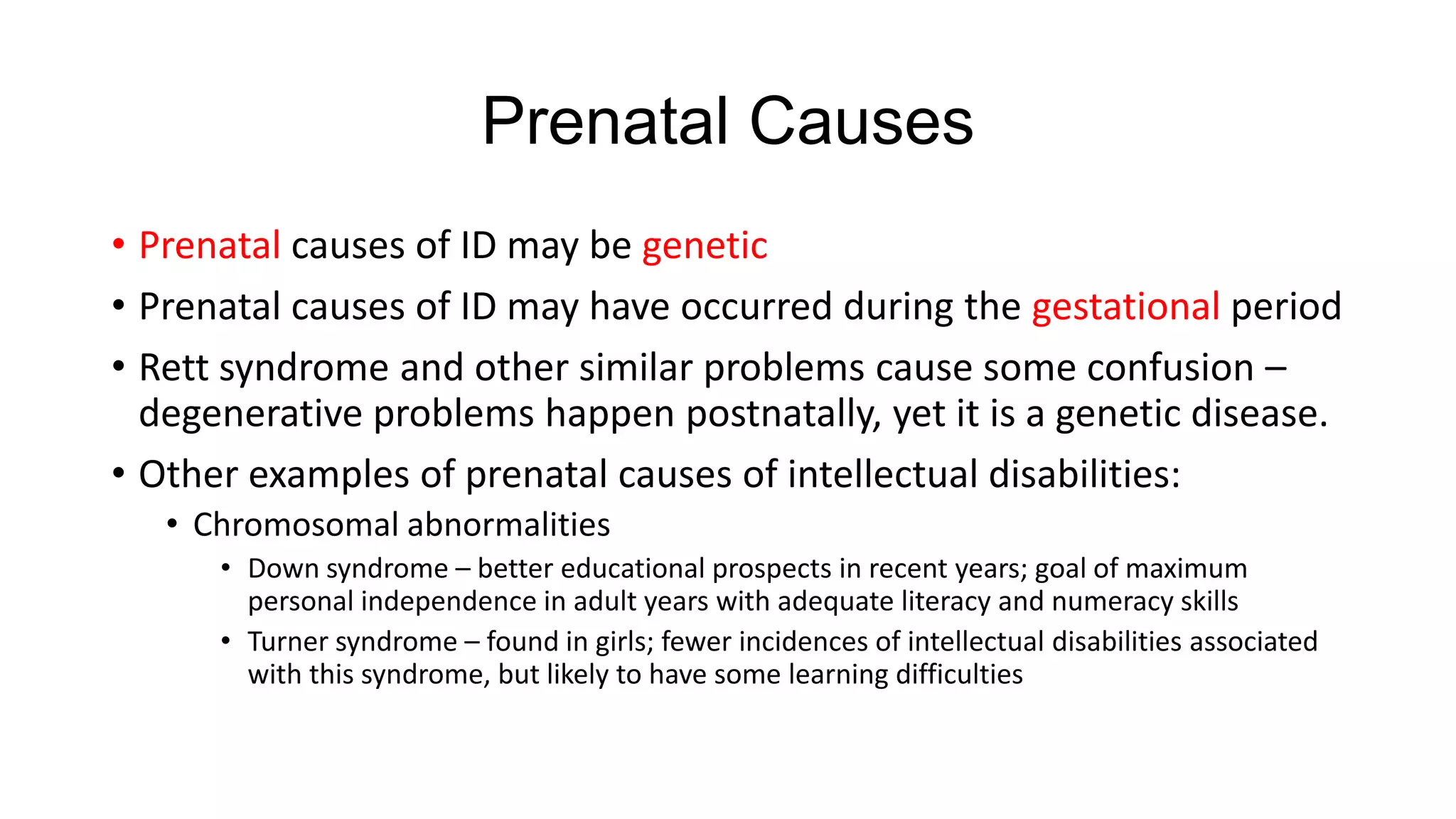 Causes of intellectual disability chpt 2 | PPTX