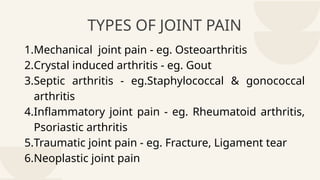 causes of joint pain .pptx - general medicine | PPTX