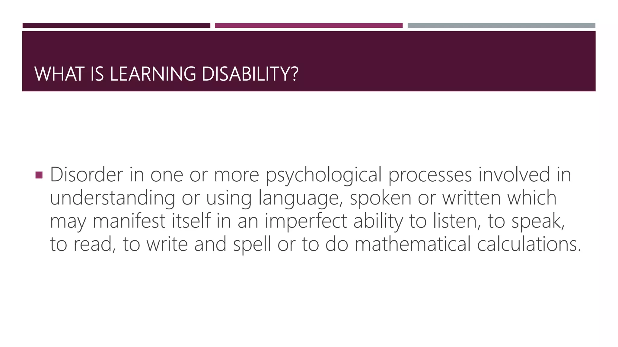 Causes of learning disabilities | PPTX