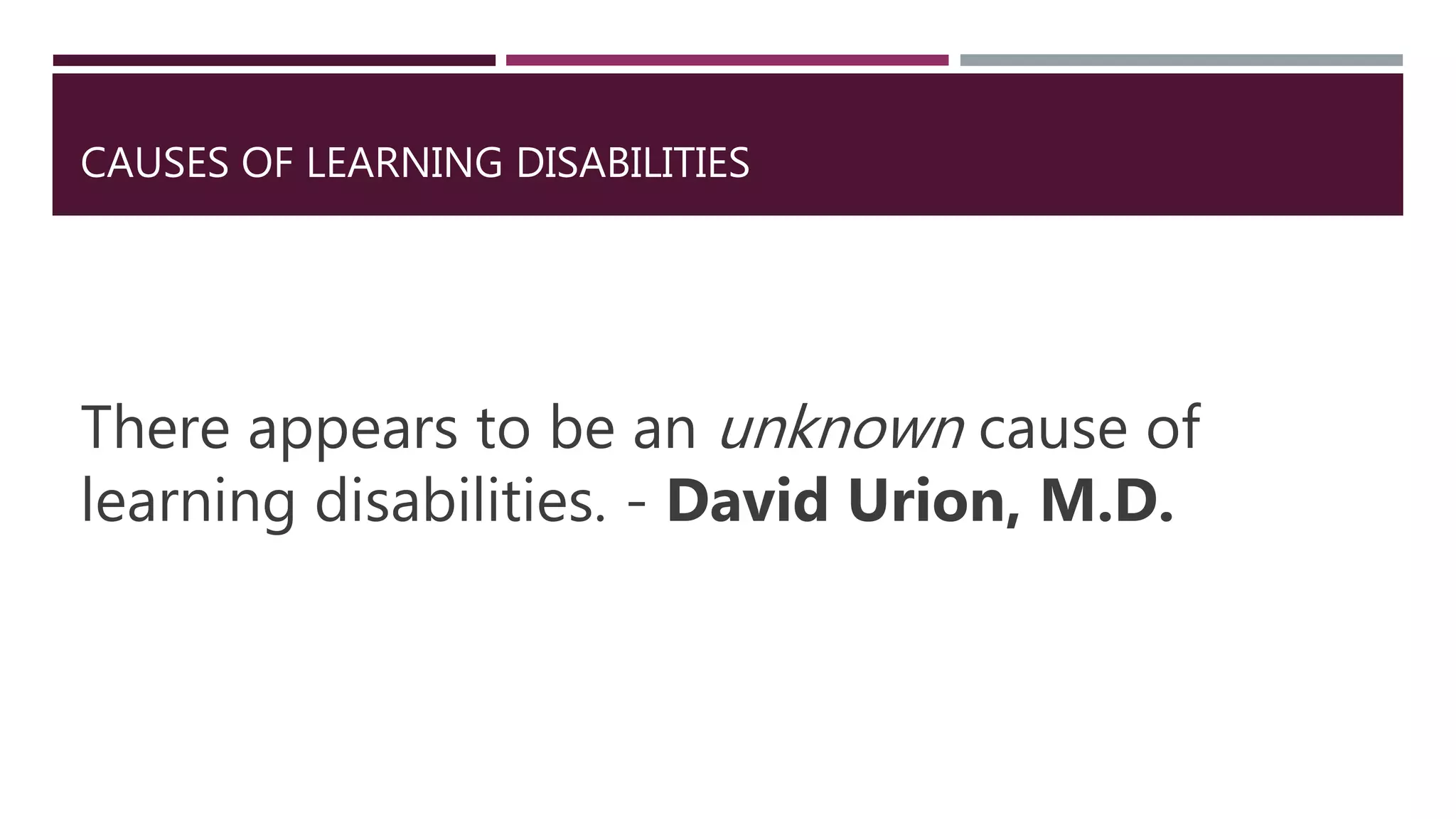 Causes of learning disabilities | PPTX