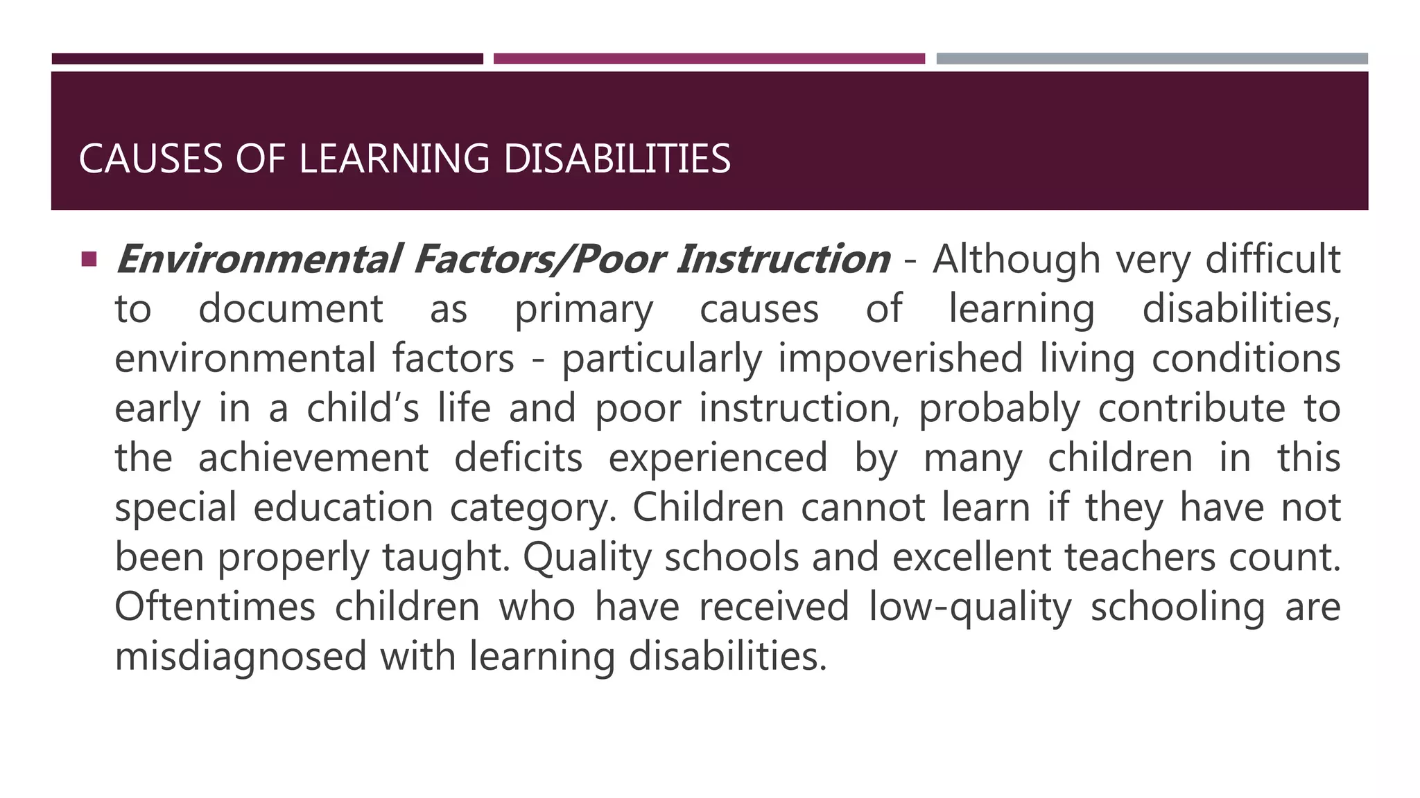 Causes of learning disabilities | PPTX