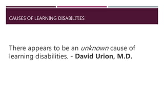 Causes of learning disabilities | PPTX