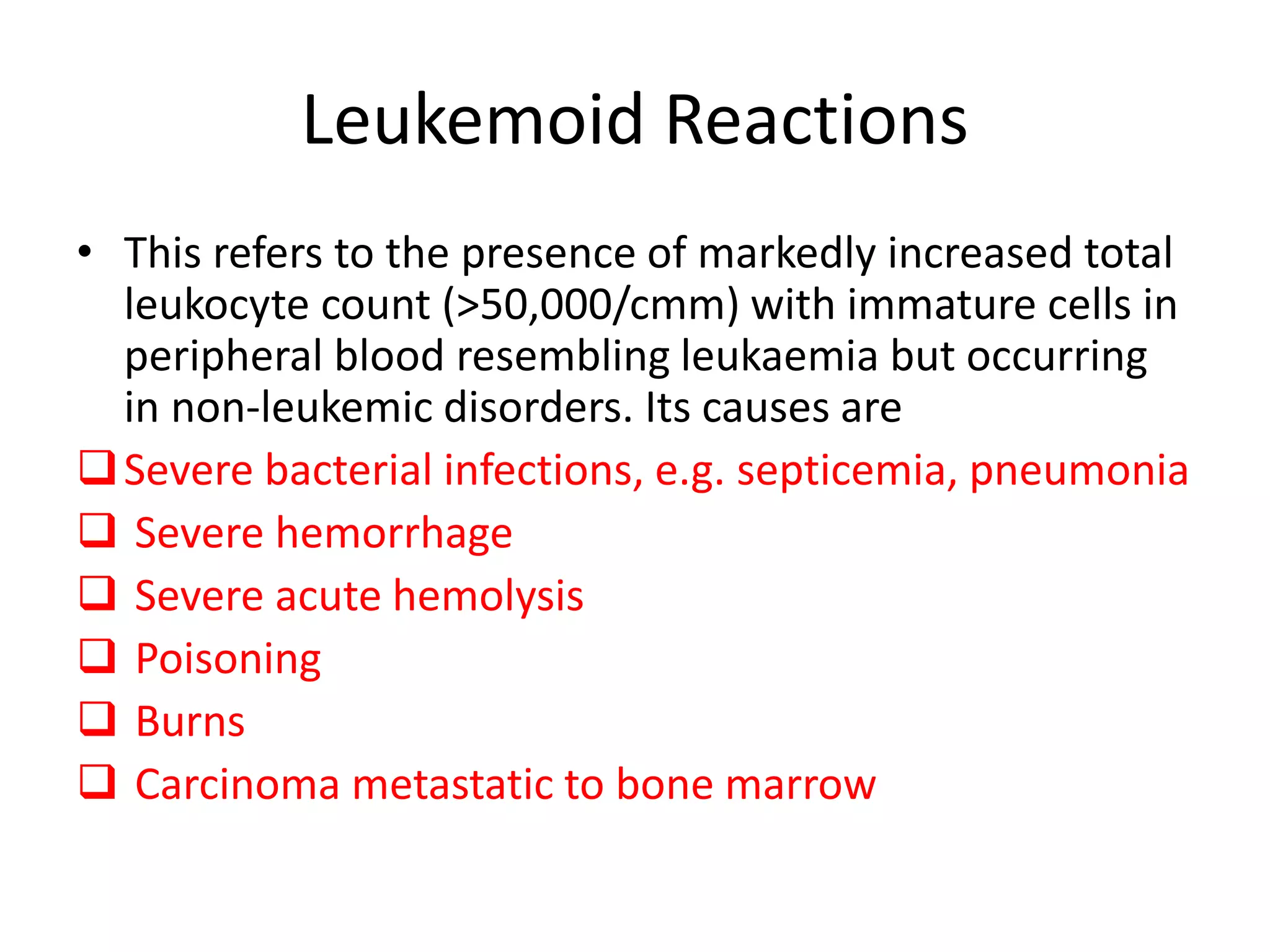 Causes of Leukocytosis, Leokopenia, Lymphocytosis and Leukemoid reactions..pptx