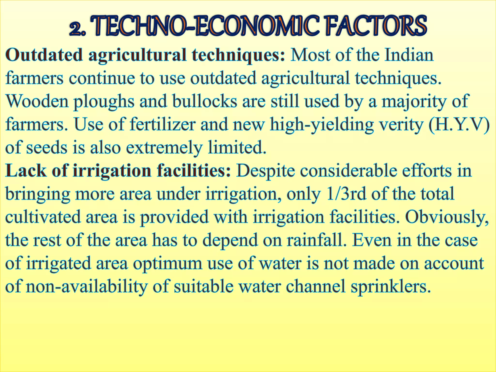 Causes of low productivity in indian agriculture | PPT Causes of low productivity in indian agriculture | PPT
